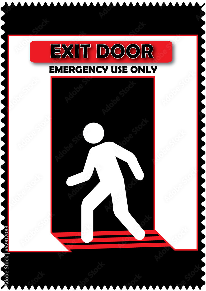 Exit Door Emergency Use Only Sign Isolate with black background ...