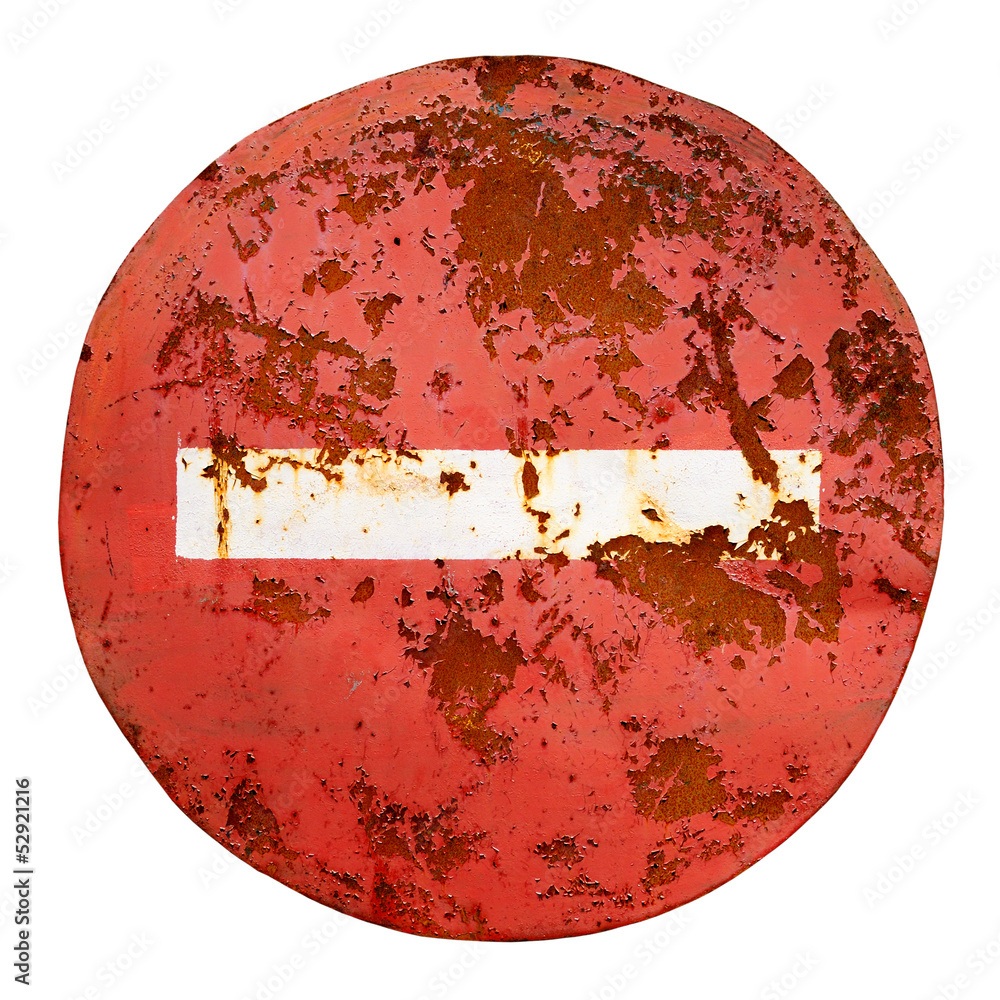 Old no entry road sign isolated on white background Stock Photo | Adobe ...