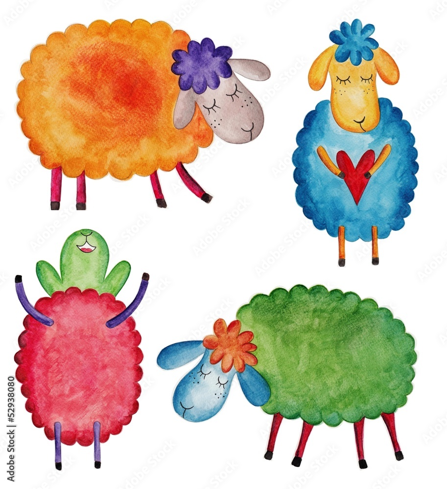 Set of cartoon sheep Stock Illustration | Adobe Stock