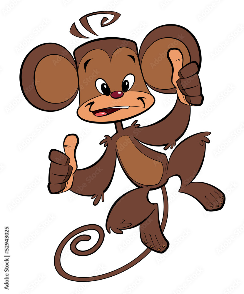 Cartoon happy monkey Stock Illustration | Adobe Stock