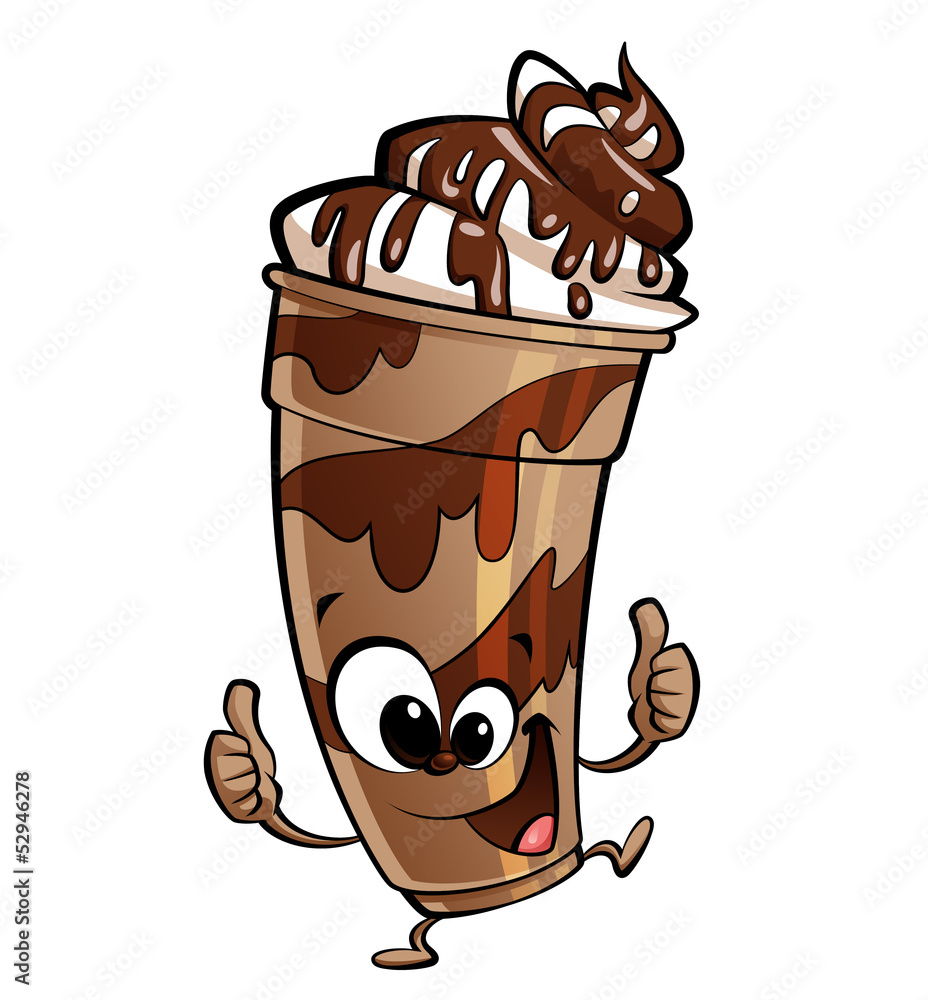 Happy cartoon chocolate milkshake making a thumbs up gesture Stock ...