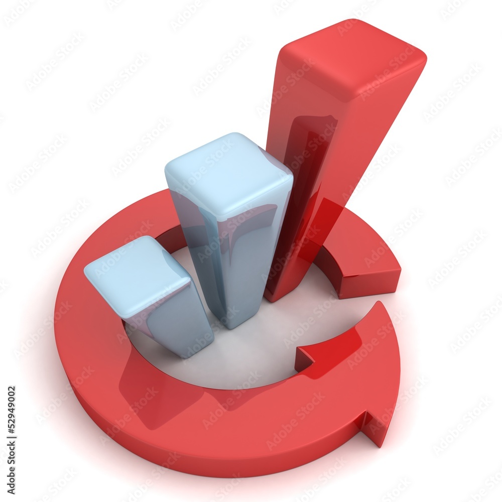 red financial success bar chart with cycle arrow Stock Illustration ...