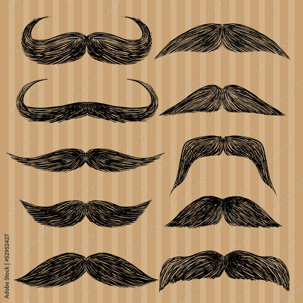Different types of mustaches. Retro style. Stock Vector | Adobe Stock