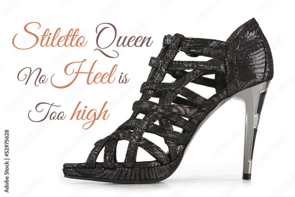 Sexy female stiletto shoe isolated on white with sample text Stock ...