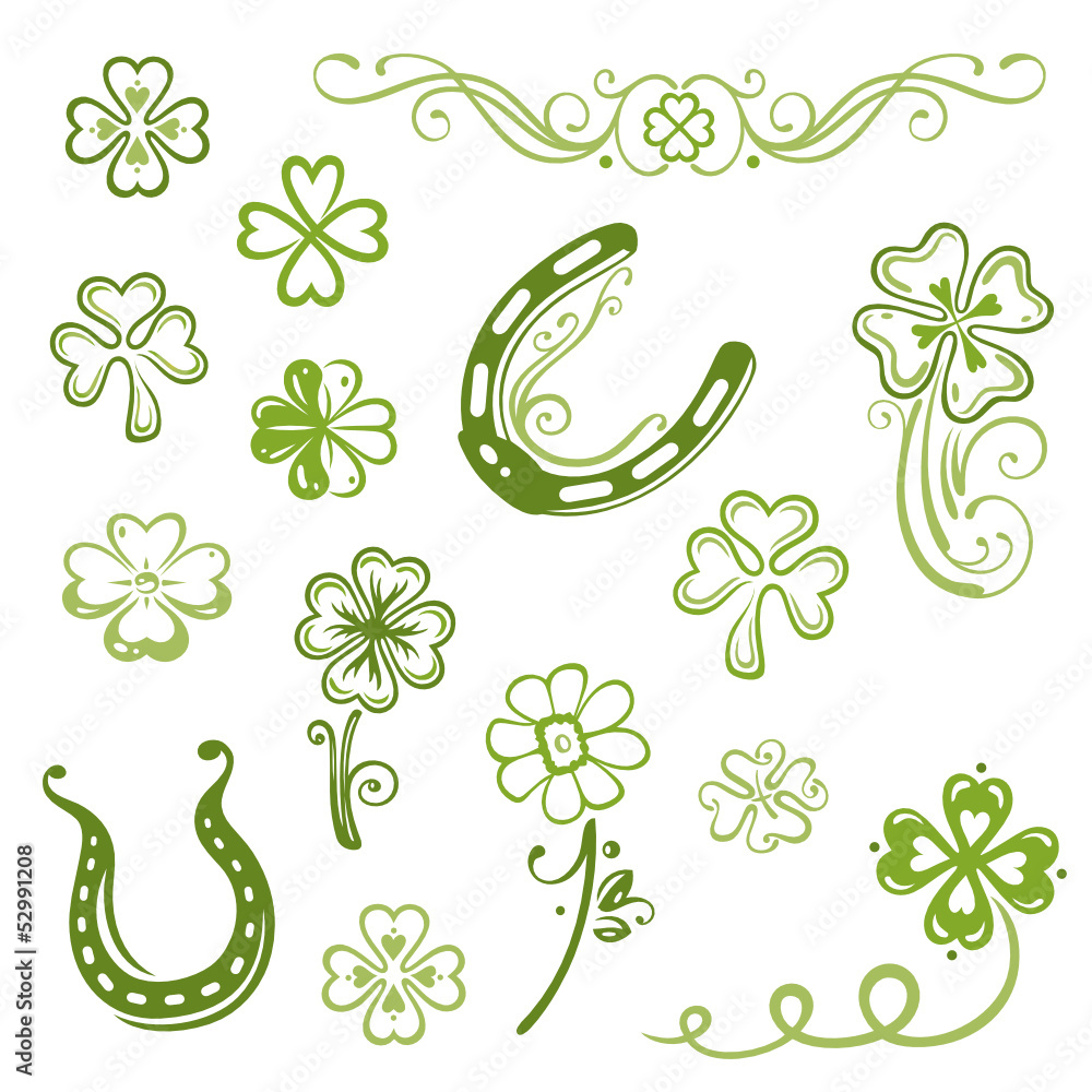 Klee, Sylvester, St. Patrick´s Day, Neujahr Stock-Vektorgrafik | Adobe Stock