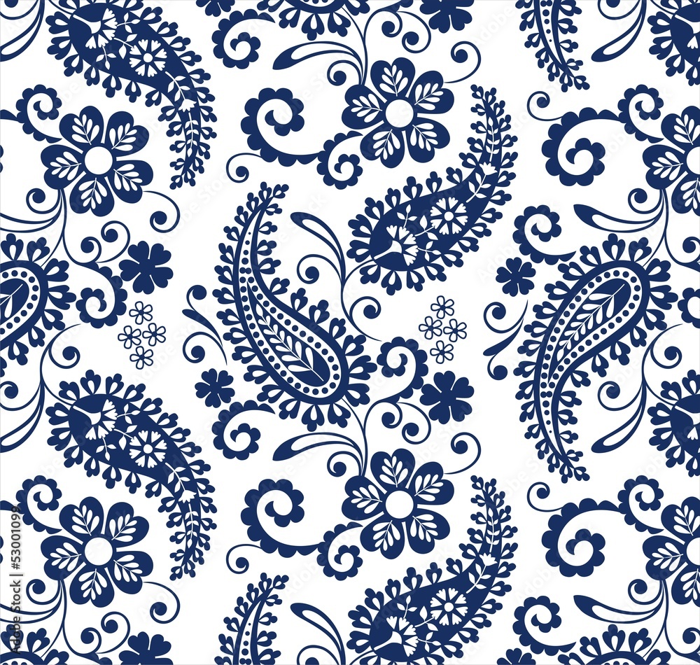 Traditional Paisley Floral Pattern Textile Rajasthan Royal India