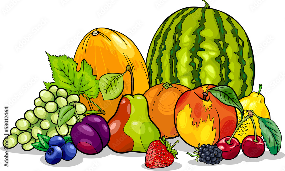 fruits group cartoon illustration Stock Vector | Adobe Stock