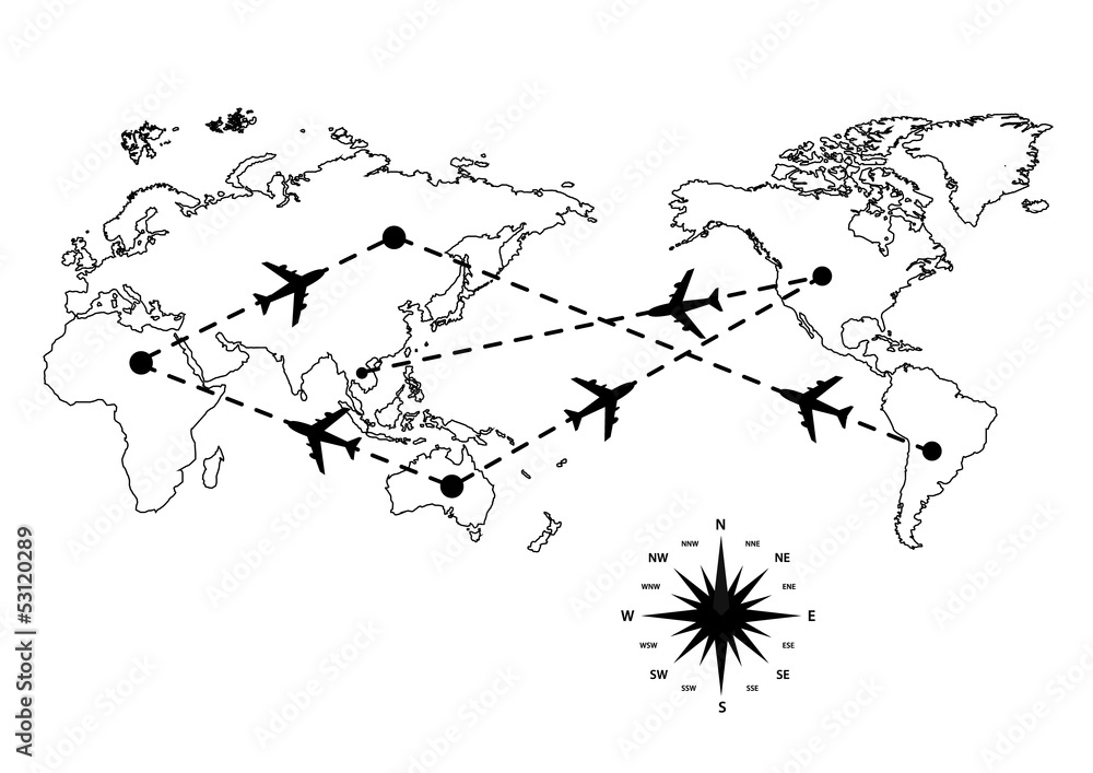 World map Flight path of vector Stock Vector | Adobe Stock