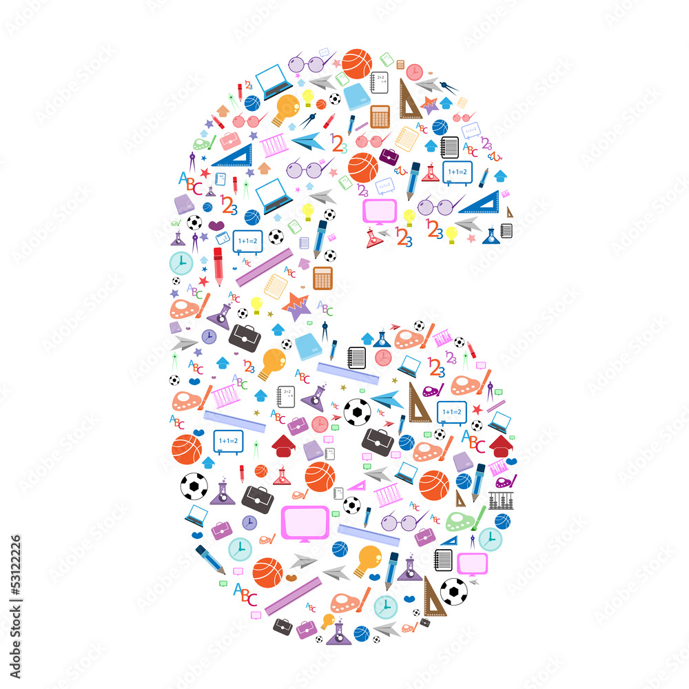 colorful school number background with media icons Stock Vector | Adobe ...