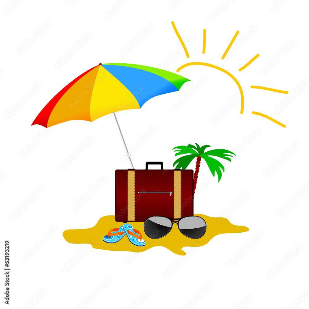 beach stuff color vector on a white background Stock Vector | Adobe Stock