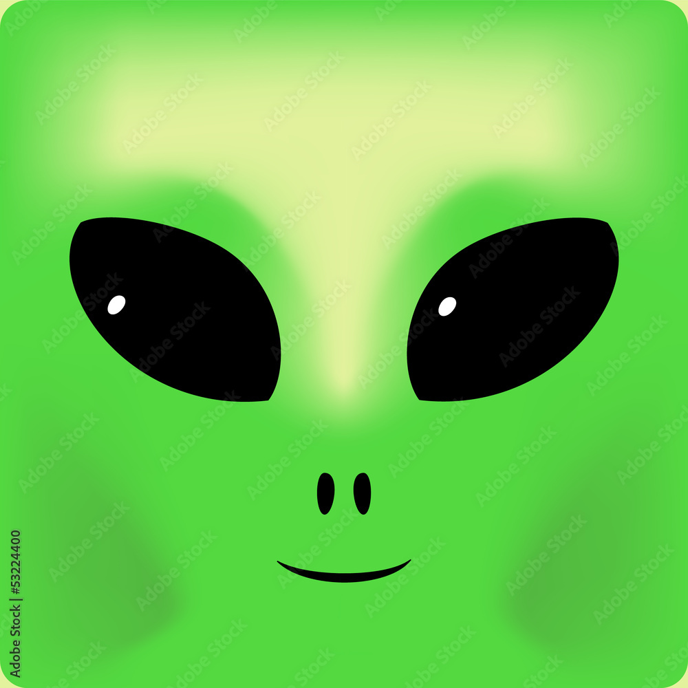 Cute green smiling alien face background, vector illustration Stock ...