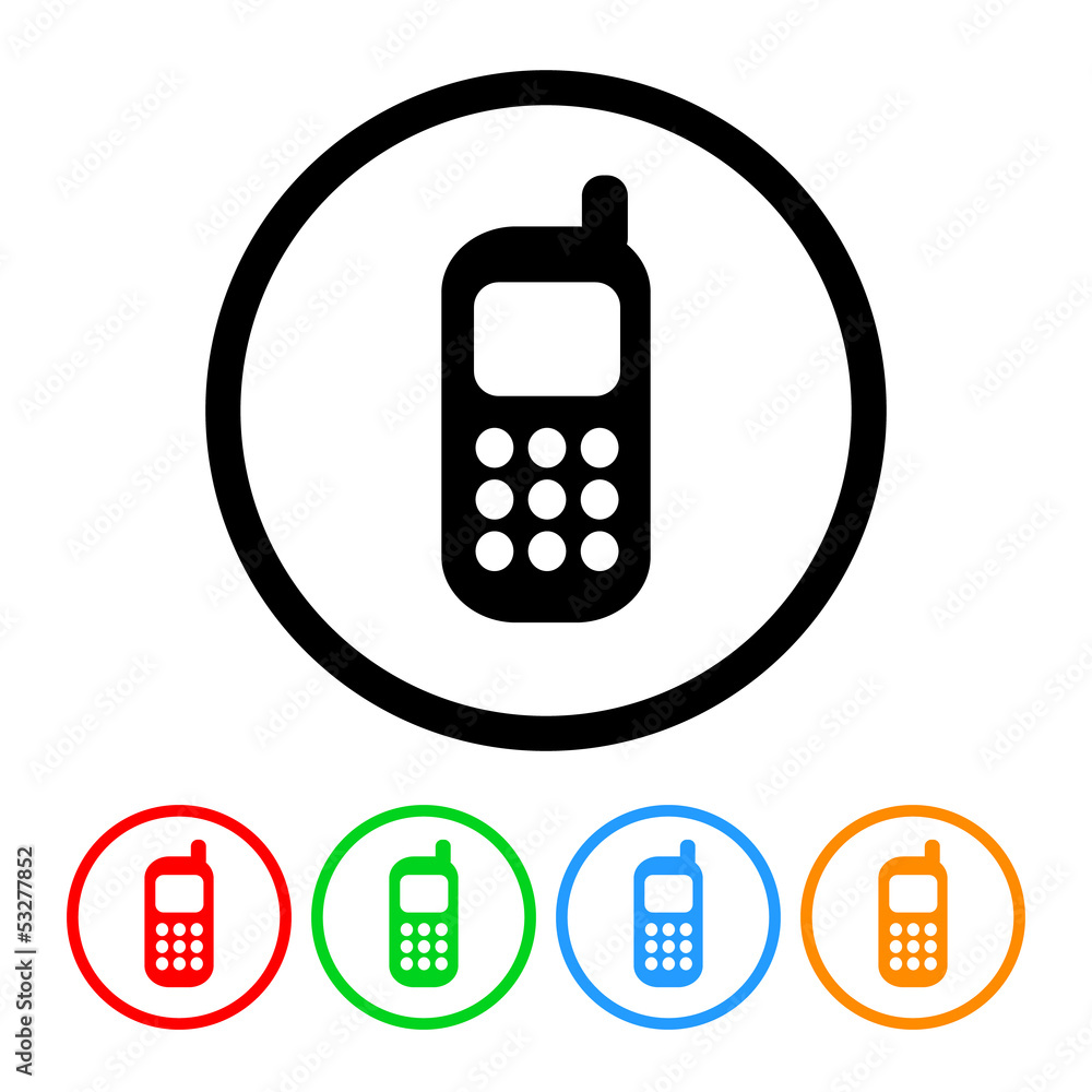 Cell Phone Icon Vector with Four Color Variations Stock Vector | Adobe ...