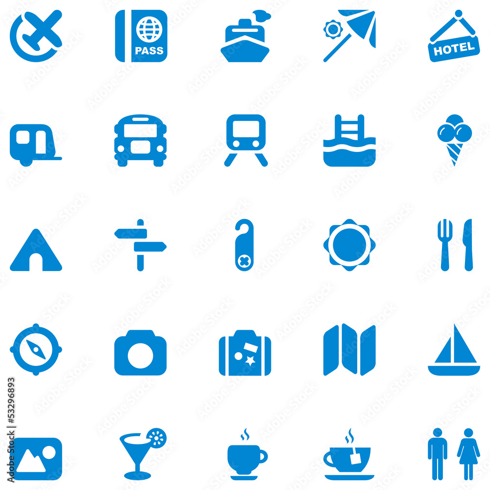 travel blue icons Stock Vector | Adobe Stock