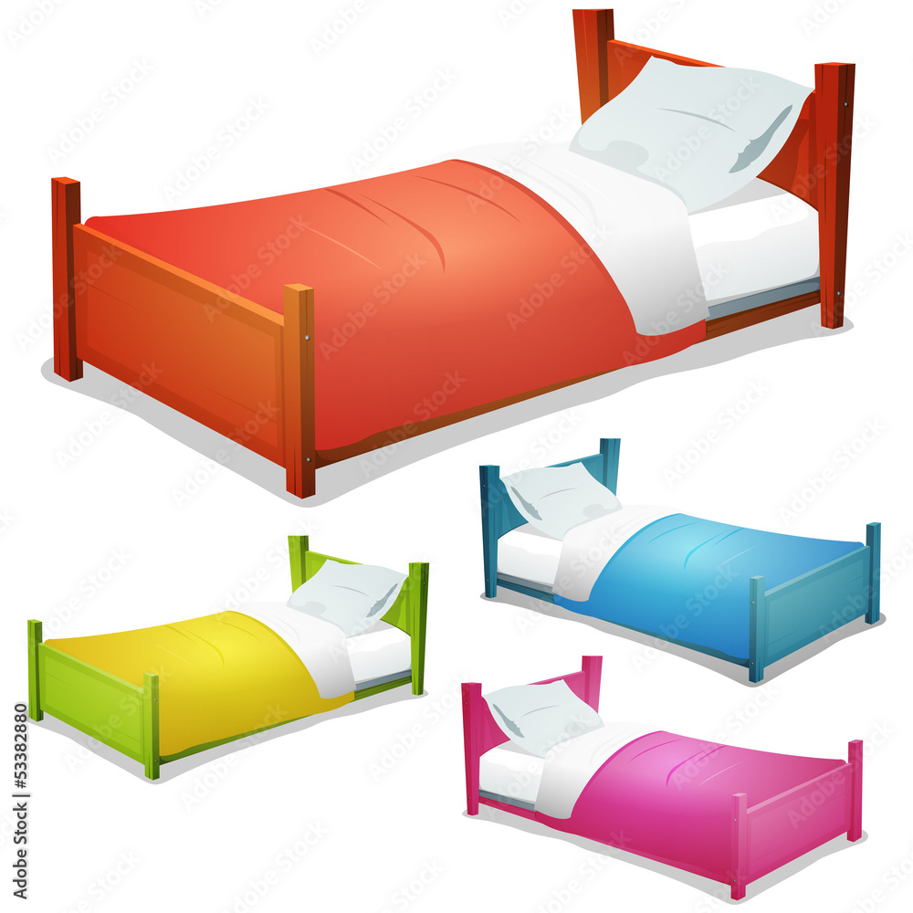 Cartoon Bed Set Stock Vector | Adobe Stock