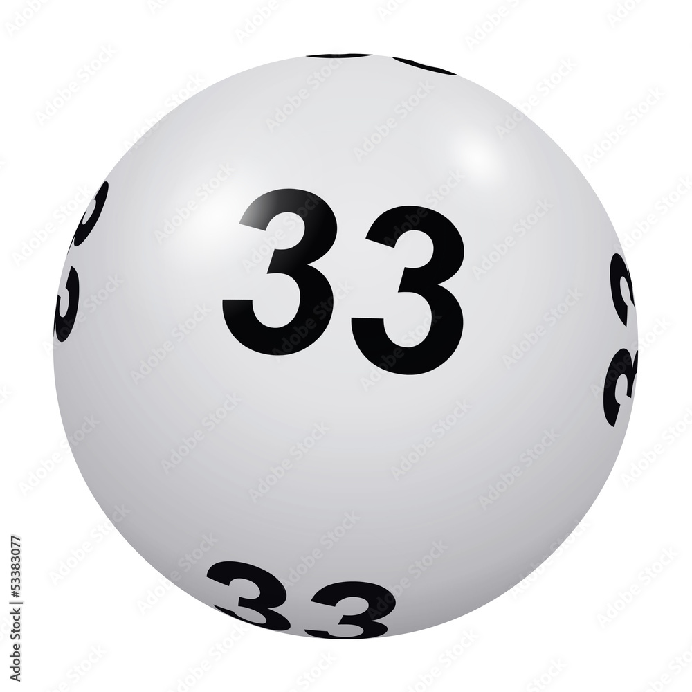 Loto, boule blanche numéro 33 Illustration Stock | Adobe Stock