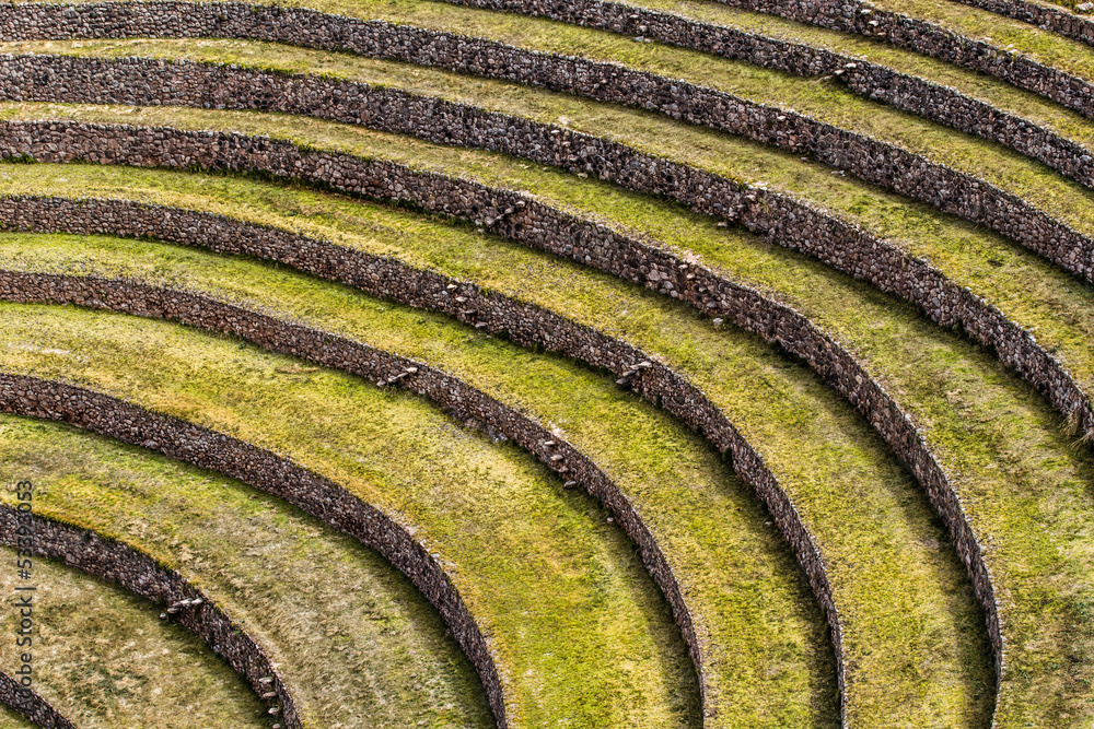 Peru,Moray,Inca circular terraces.Incas laboratory agriculture Stock ...