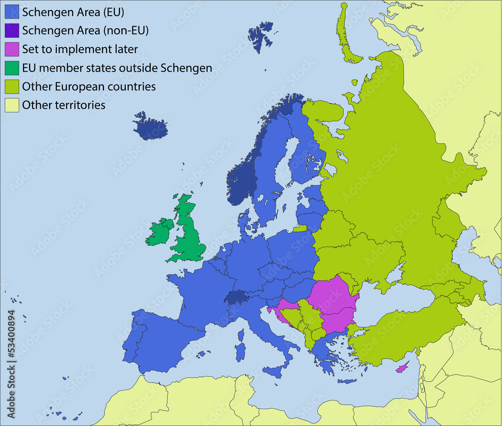 Schengen area and surroundings Stock Vector | Adobe Stock