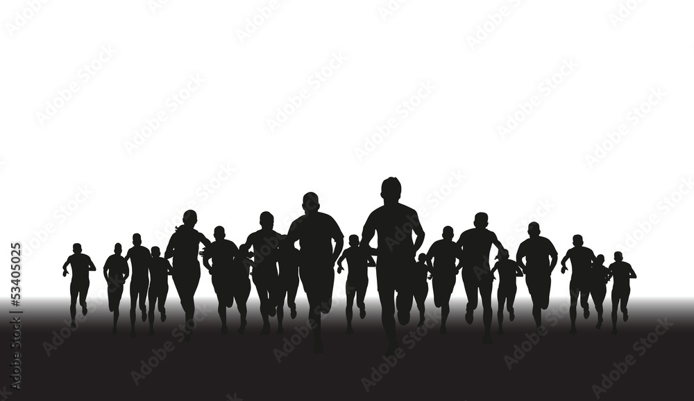 a silhouette of a group of runners Stock Vector | Adobe Stock