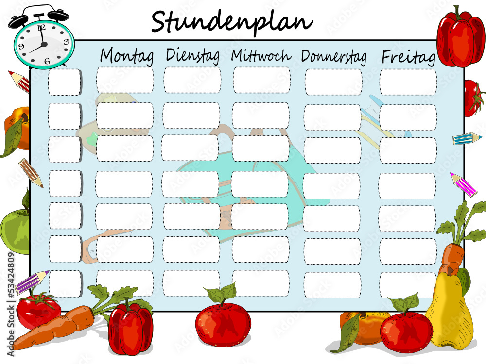 Stundenplan, Schule Illustration Stock Vector | Adobe Stock