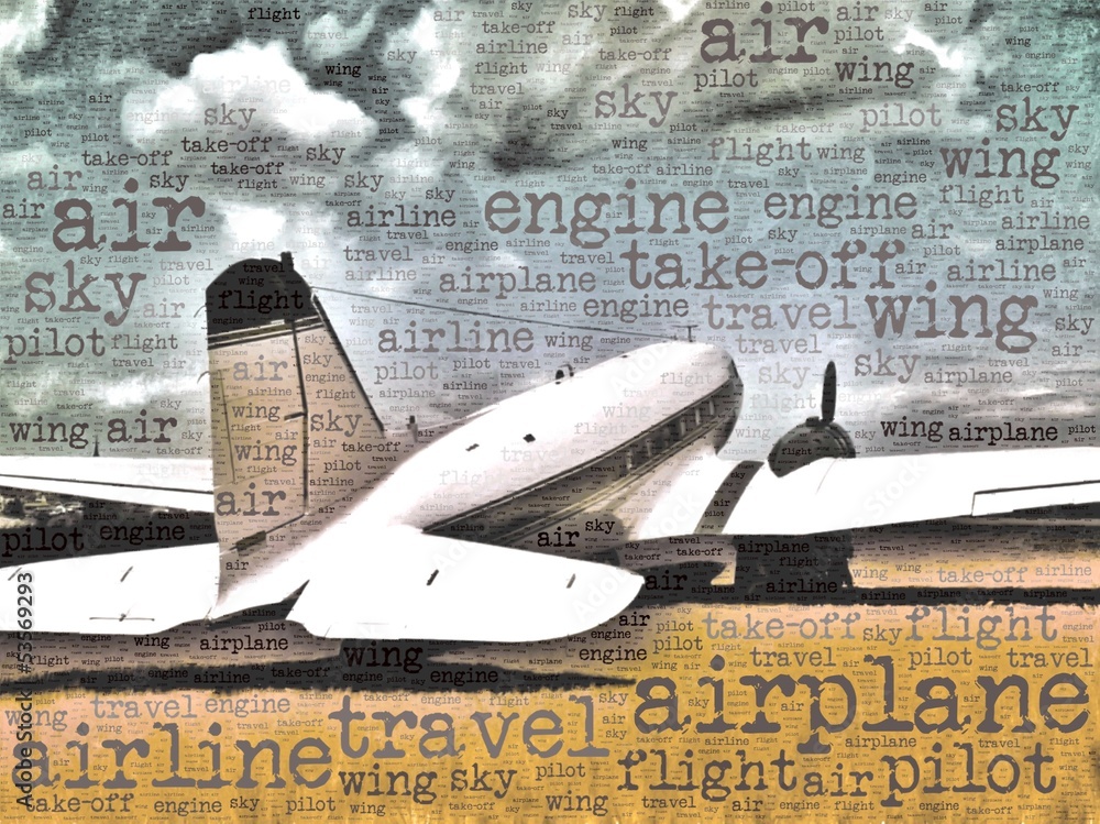 Word art illustration of a DC-3 transport aircraft Stock Photo | Adobe ...