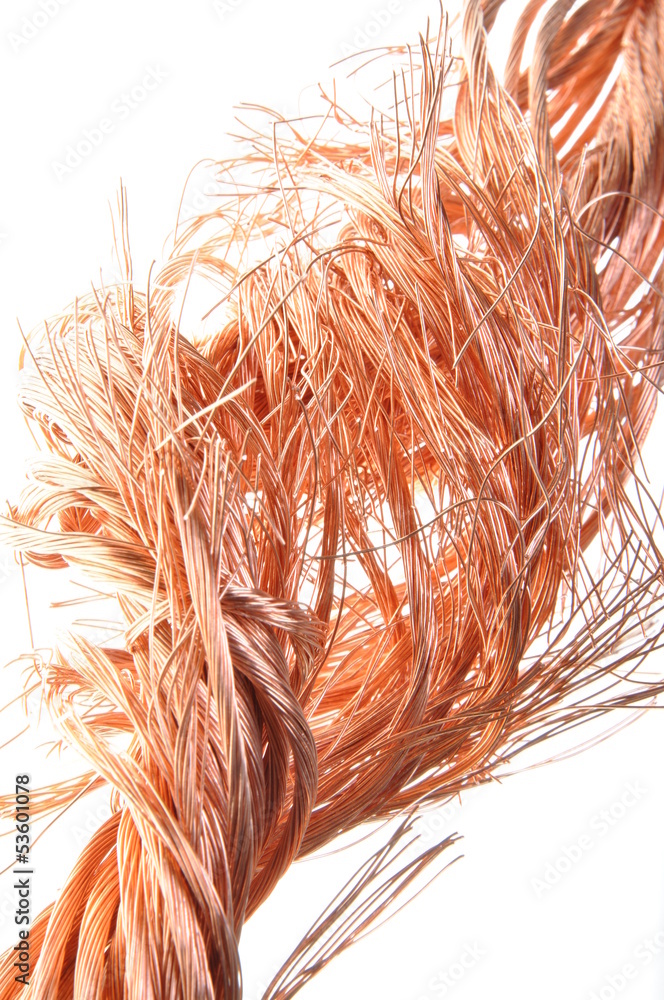 Copper wire isolated on white background Stock Photo | Adobe Stock