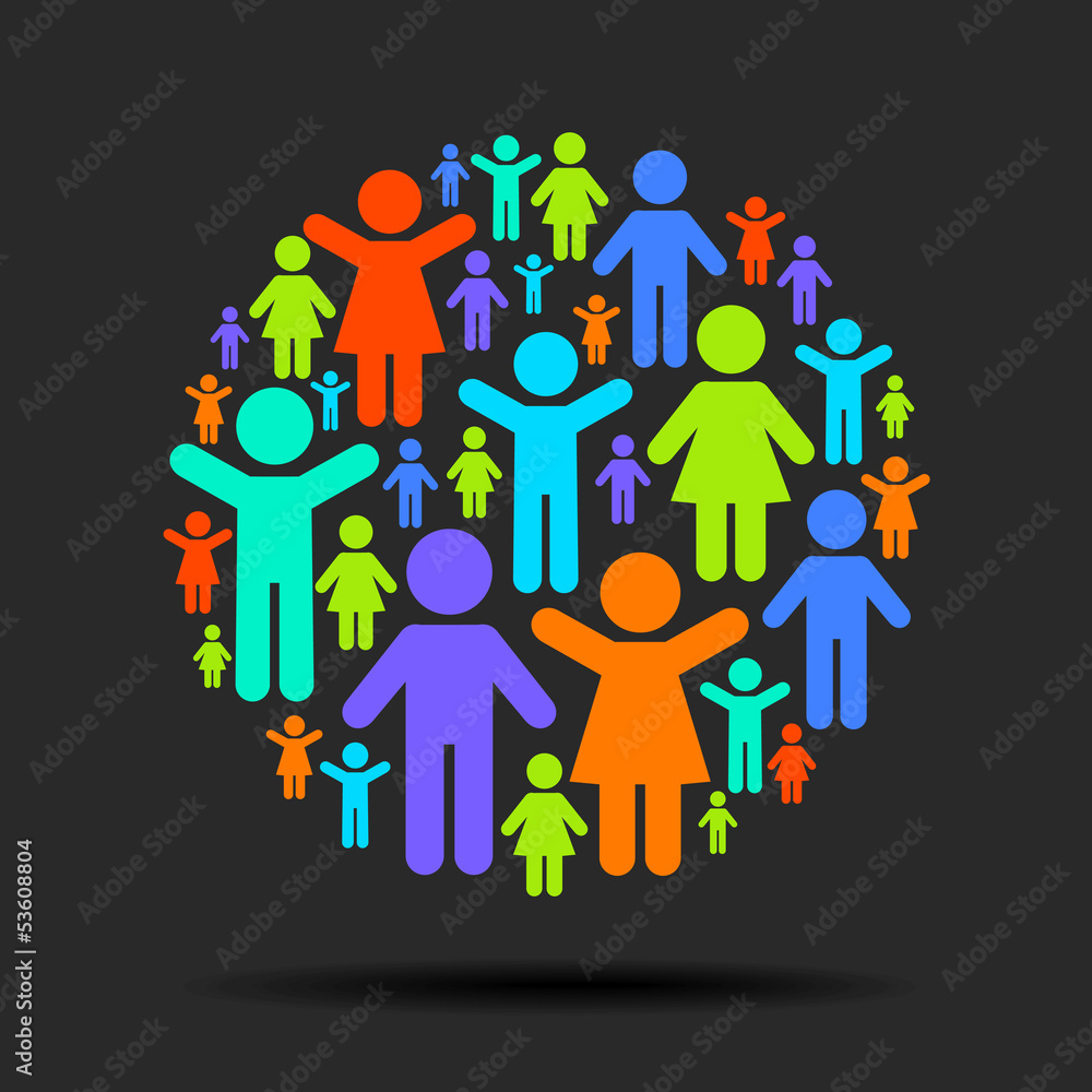 Teamwork and social interaction. Pictogram people in a circle vector de ...
