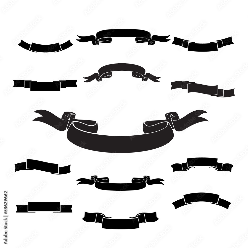 Silhouette vector set of 13 antique ribbon collection Stock Vector ...