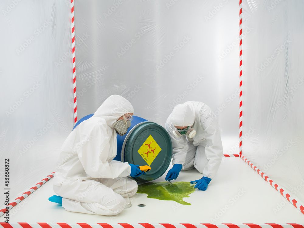 Checking a biohazard in a containment tent Stock Photo | Adobe Stock