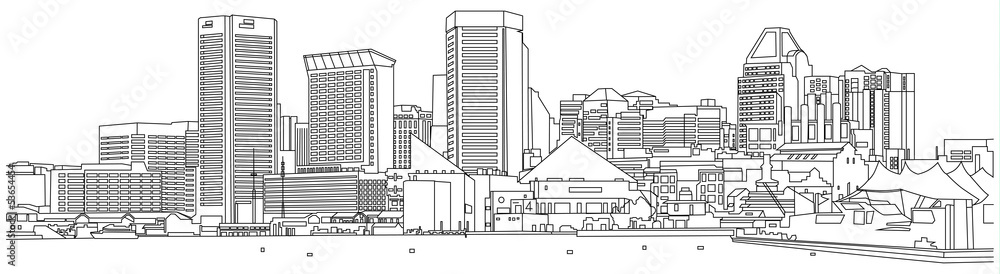 Baltimore-skyline-sketch Stock Illustration | Adobe Stock