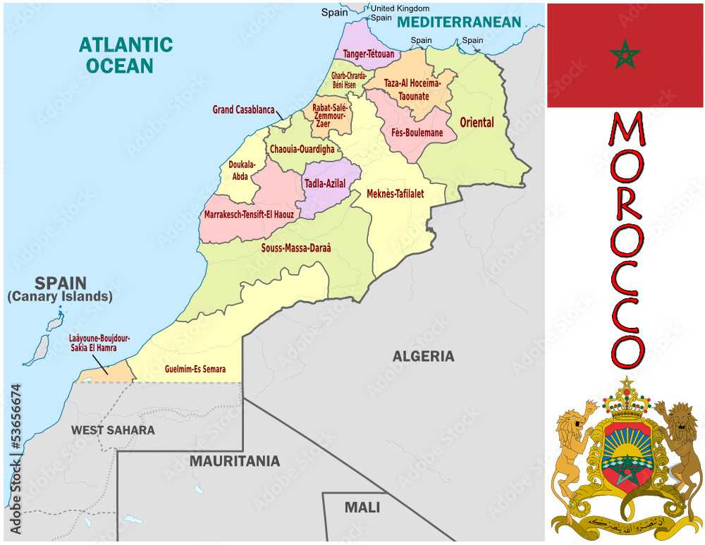 Morocco Africa national emblem map symbol motto Stock Vector | Adobe Stock