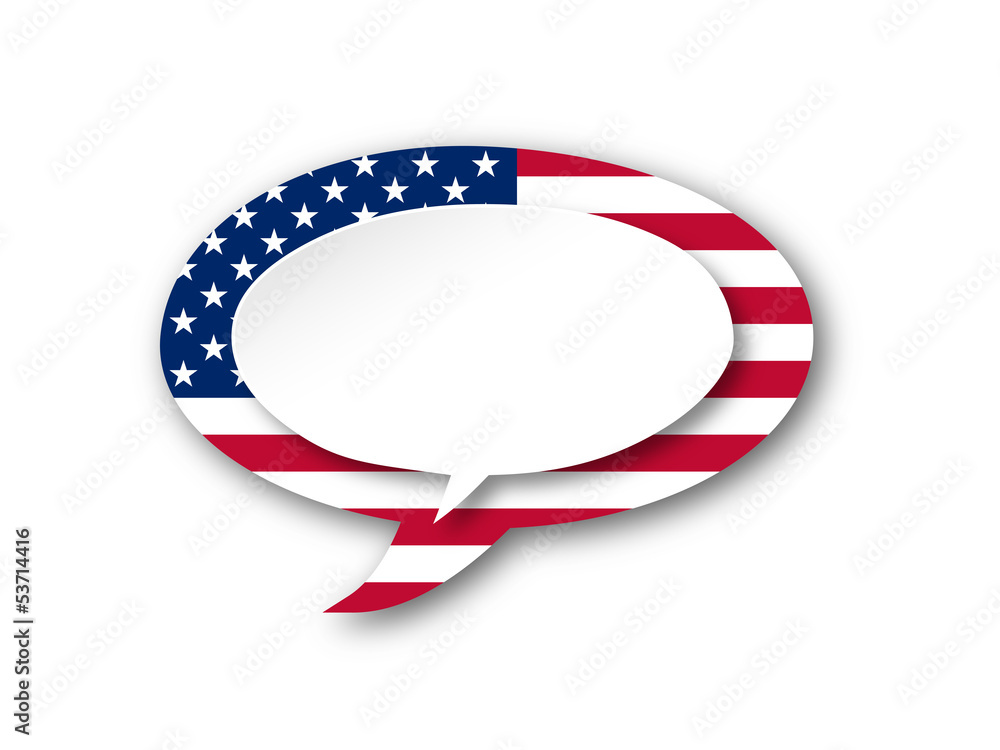 USA FLAG Speech Bubble Icon (united states of america button) Stock ...
