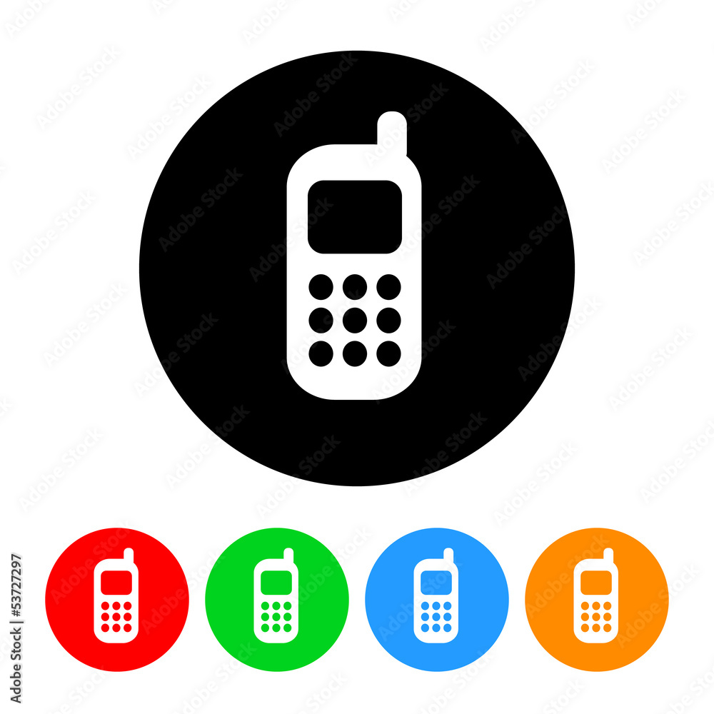 Cell Phone Icon Vector with Four Color Variations Stock Vector | Adobe ...