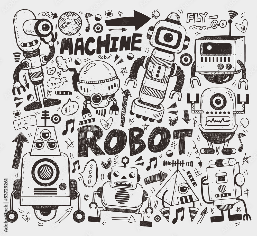 doodle robot element Stock Vector | Adobe Stock