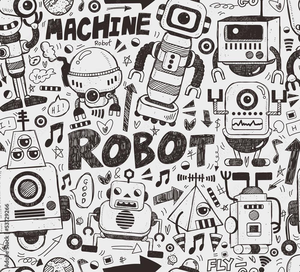 seamless robot pattern Stock Vector | Adobe Stock