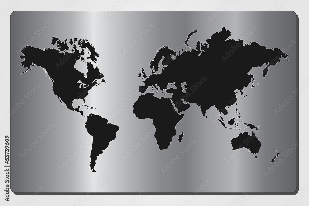 Black and Silver World Map Illustration Stock Vector | Adobe Stock