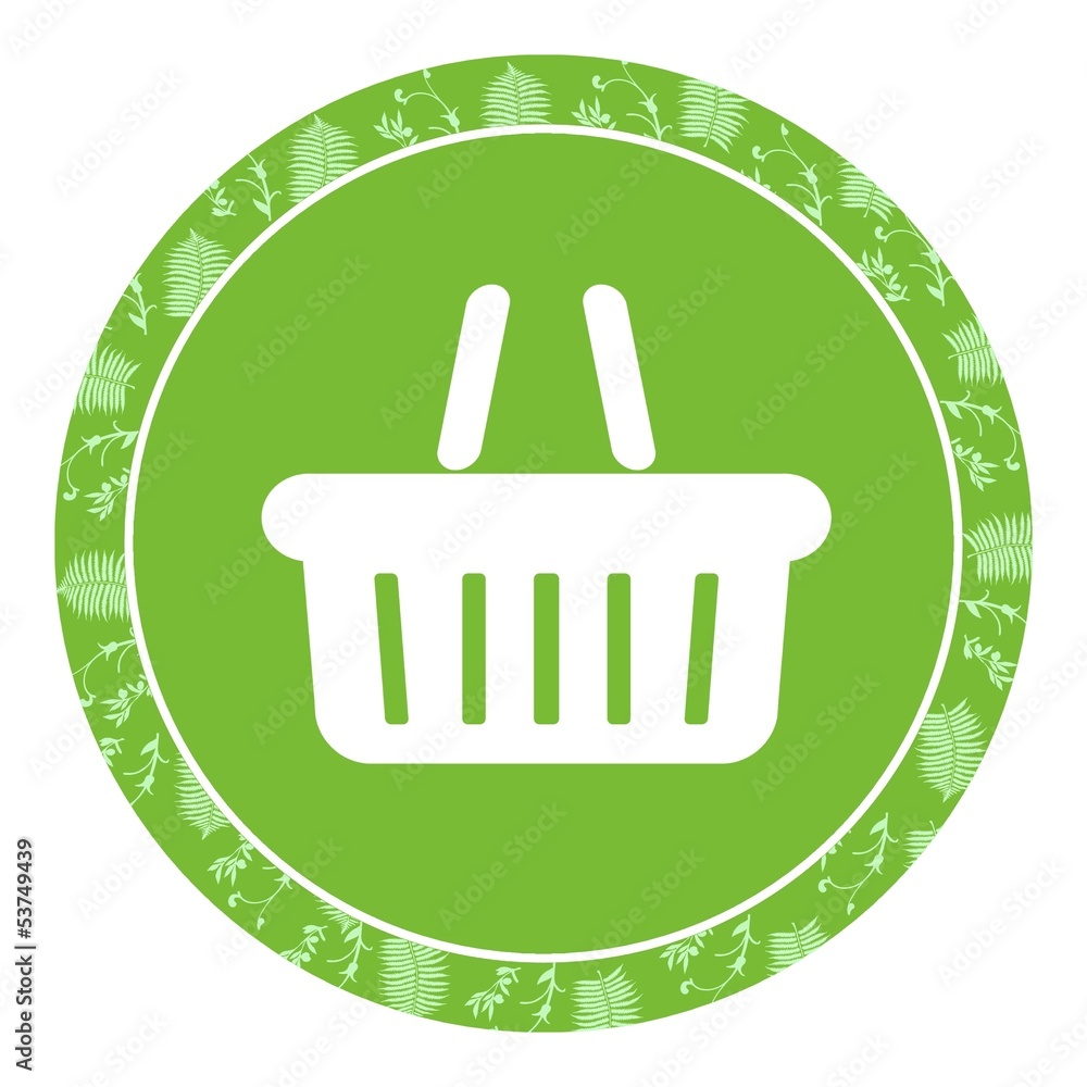 Panier pour faire ses courses dans un panneau vert ilustração do Stock ...