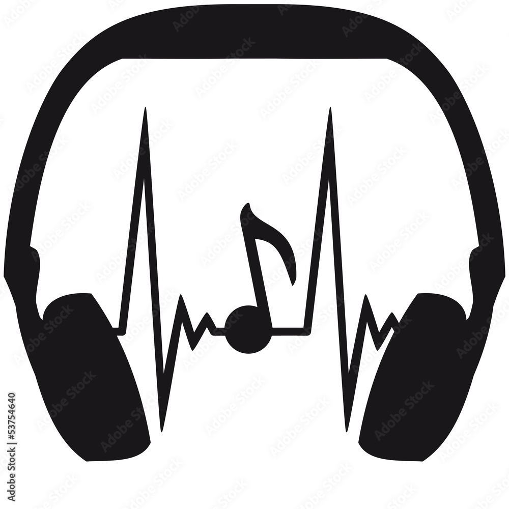 Headphone Music Note Pulse Stock Illustration | Adobe Stock