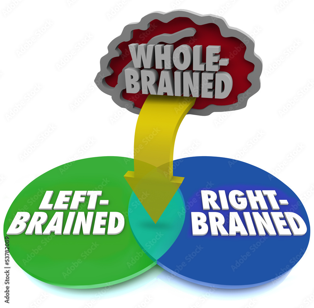 Left Right Brain Dominant Venn DIagram Whole Brained Stock Illustration ...