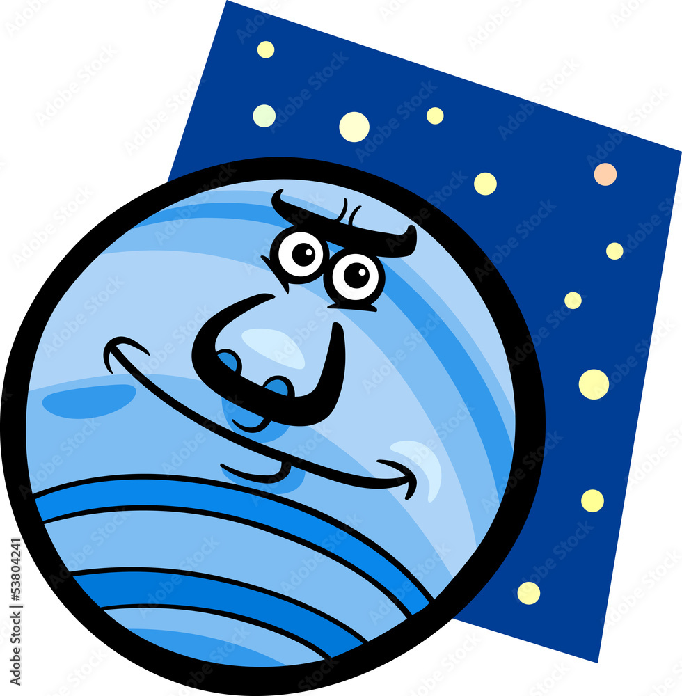 funny neptune planet cartoon illustration Stock Vector | Adobe Stock