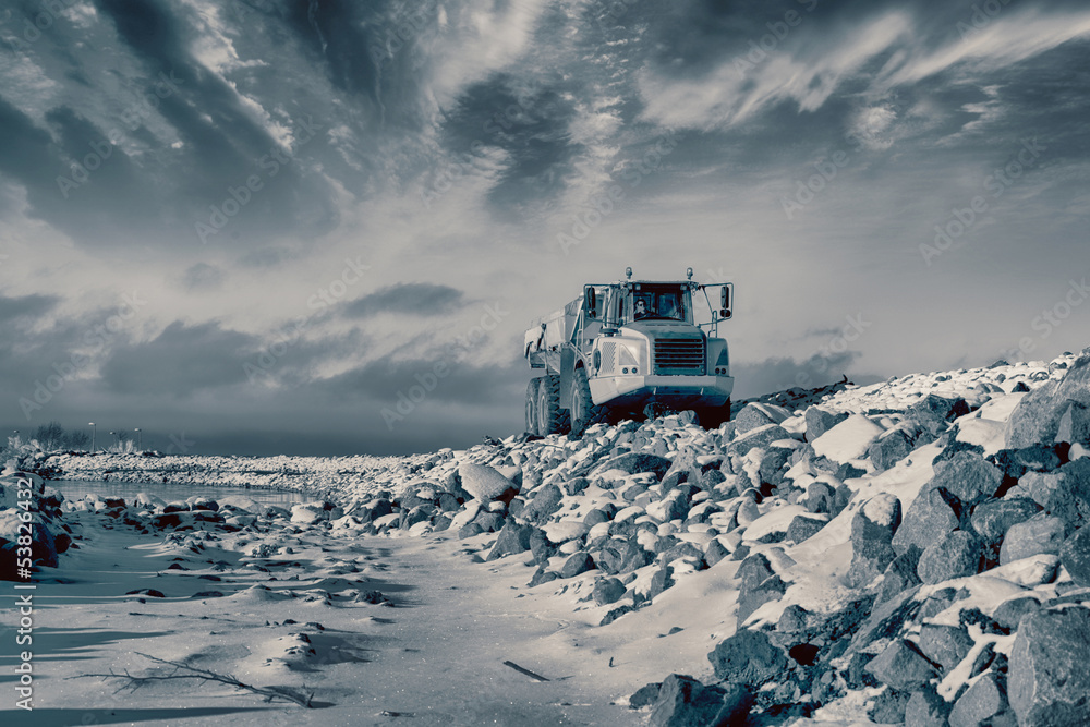 heavy pick-up truck and winter scenery Stock Photo | Adobe Stock