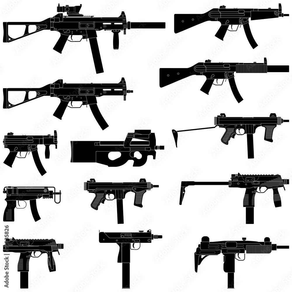 Submachine Gun เวกเตอร์สต็อก | Adobe Stock
