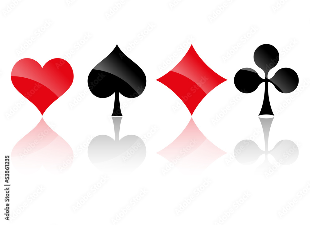 Spielkarten Symbole mit Spiegelung Stock Vector | Adobe Stock