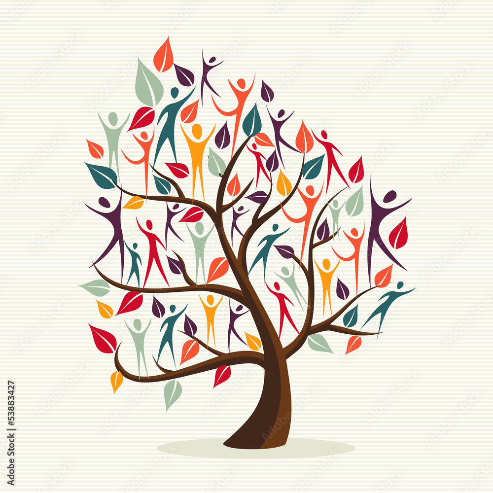 Diversity human leaves tree set Stock Vector | Adobe Stock