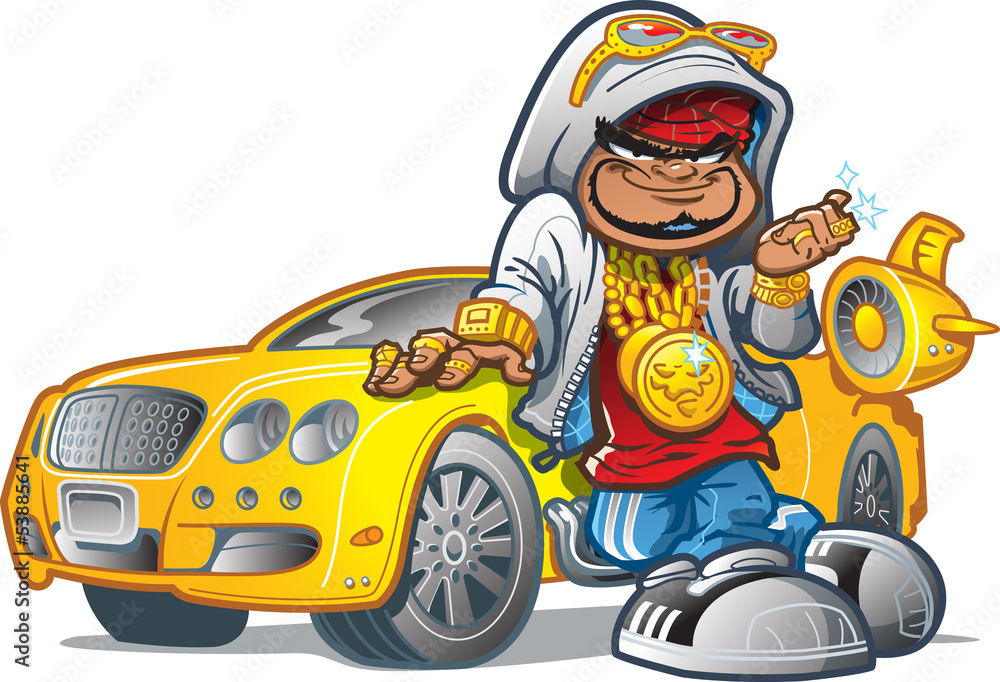 Pimp Gangsta With Car Stock Vector | Adobe Stock
