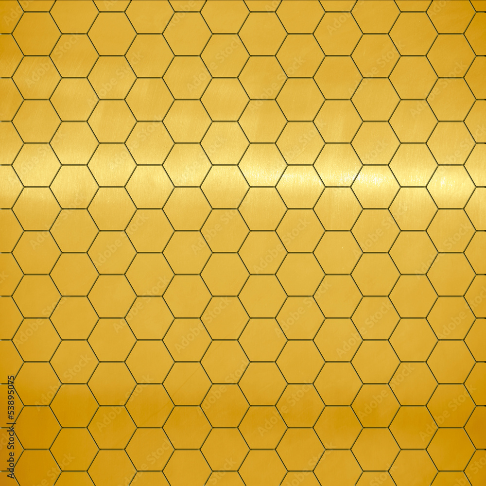 Brushed gold large honeycomb tiles texture with highlight Stock ...