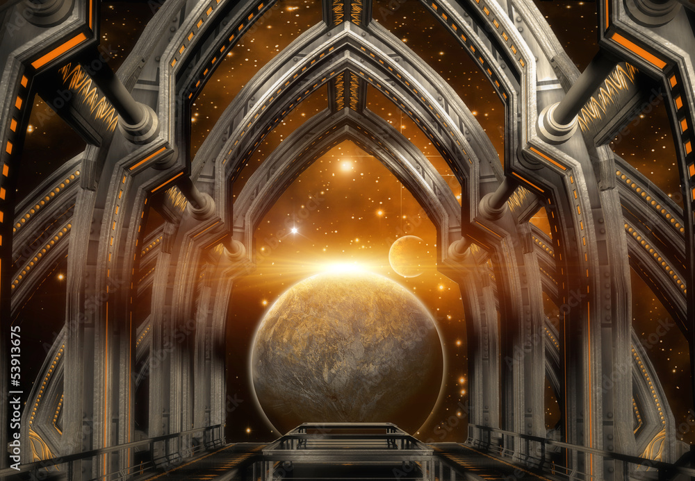 Alien Planet and Gate Construction Stock Illustration | Adobe Stock