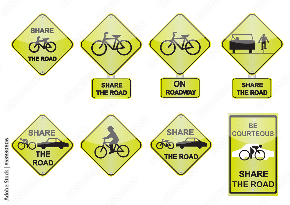 bicycle on the road signs Stock Vector | Adobe Stock