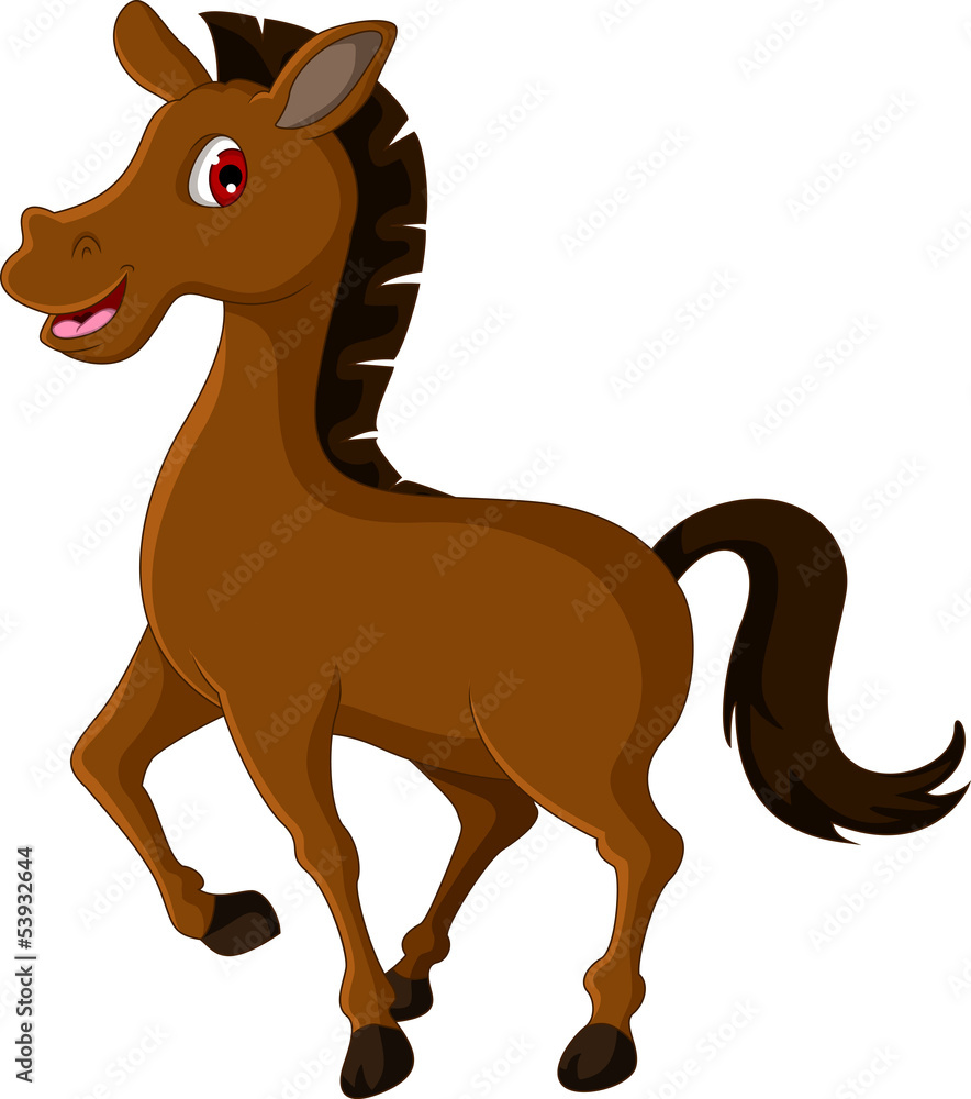 cute brown horse cartoon posing เวกเตอร์สต็อก | Adobe Stock