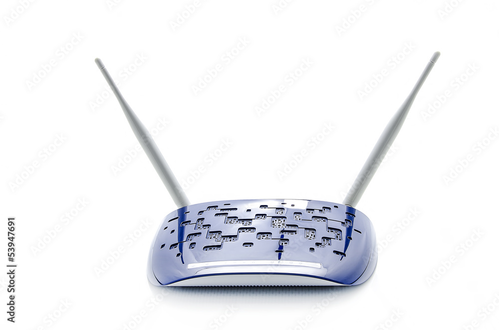 Blue Wi-Fi Router On White Background Stock Photo | Adobe Stock