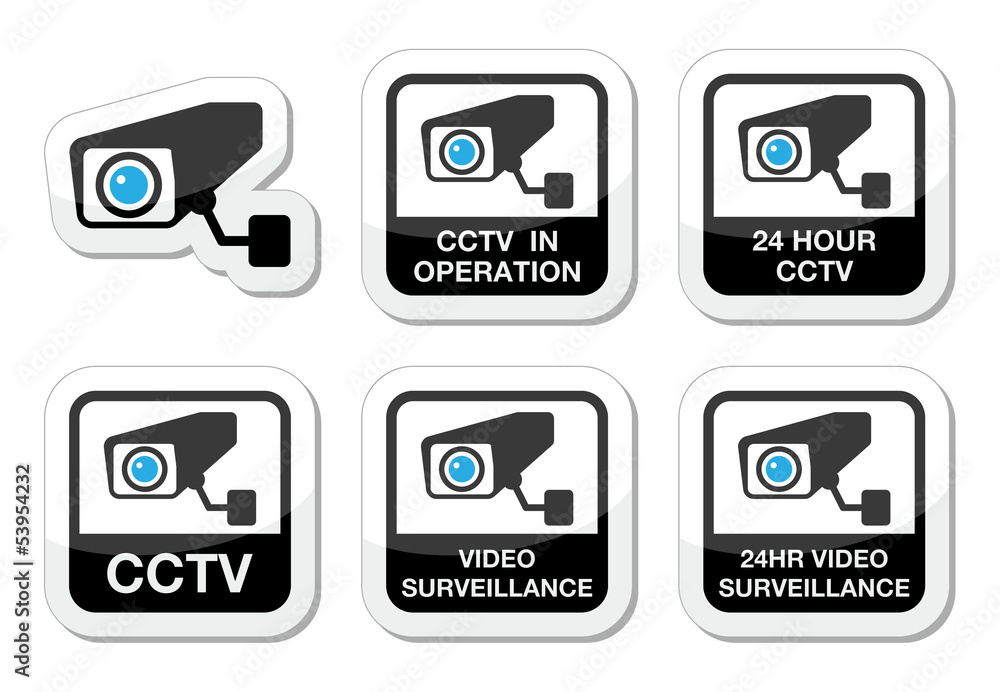 CCTV camera, Video surveillance icons set Stock 벡터 | Adobe Stock